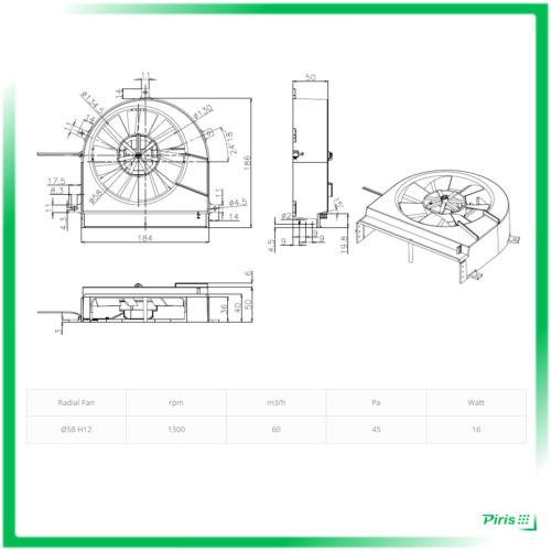 IMS Radial Fan M58 H12 | Piris